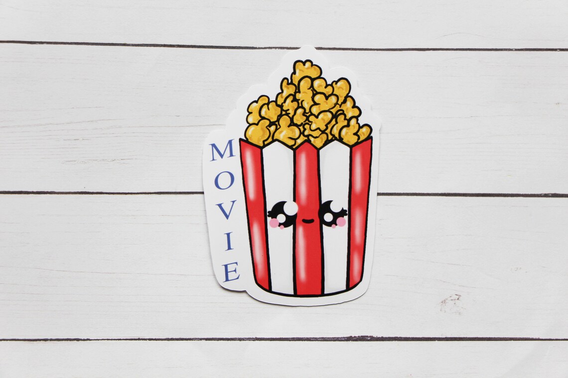 Popcorn Die Cut Sticker/popcorn Sticker/food Stickers/movie Popcorn ...