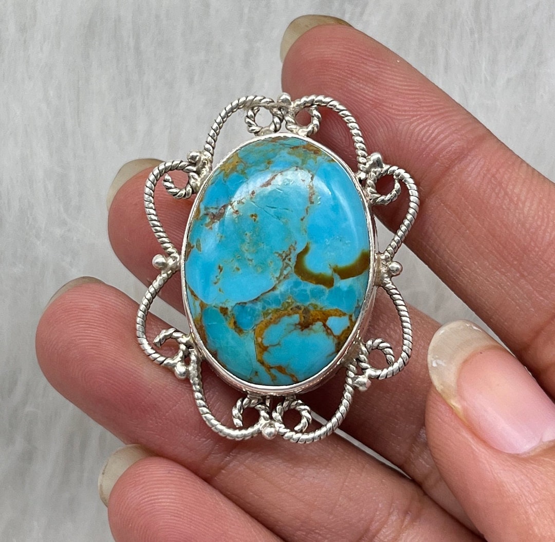 Silver Brooches, Turquoise Silver Brooch, Brooches for Men, Vintage ...