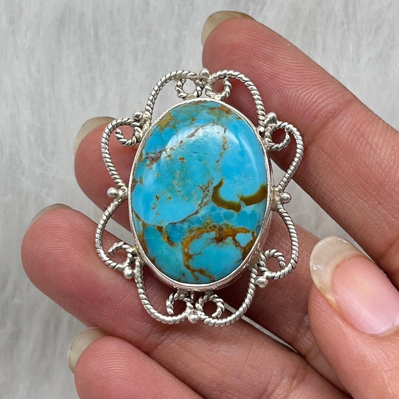 Turquoise Brooch - Etsy