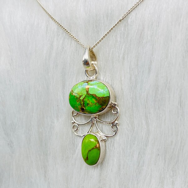 Green Turquoise Necklace - Etsy