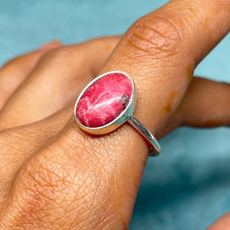 Genuine Pink Thulite Solid Silver Ring Thulite Gemstone Ring - Etsy