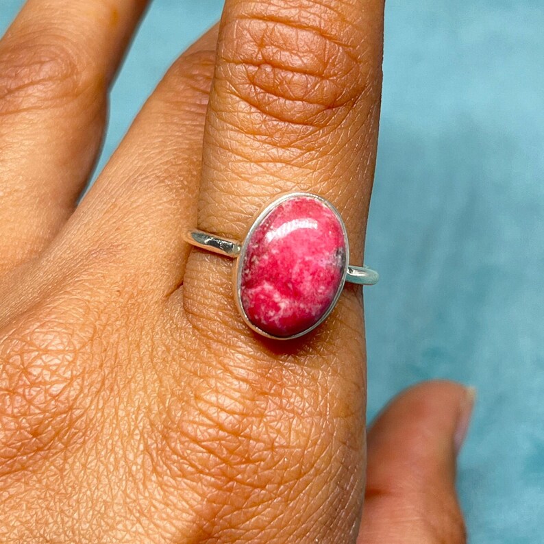 Genuine Pink Thulite Solid Silver Ring Thulite Gemstone Ring - Etsy