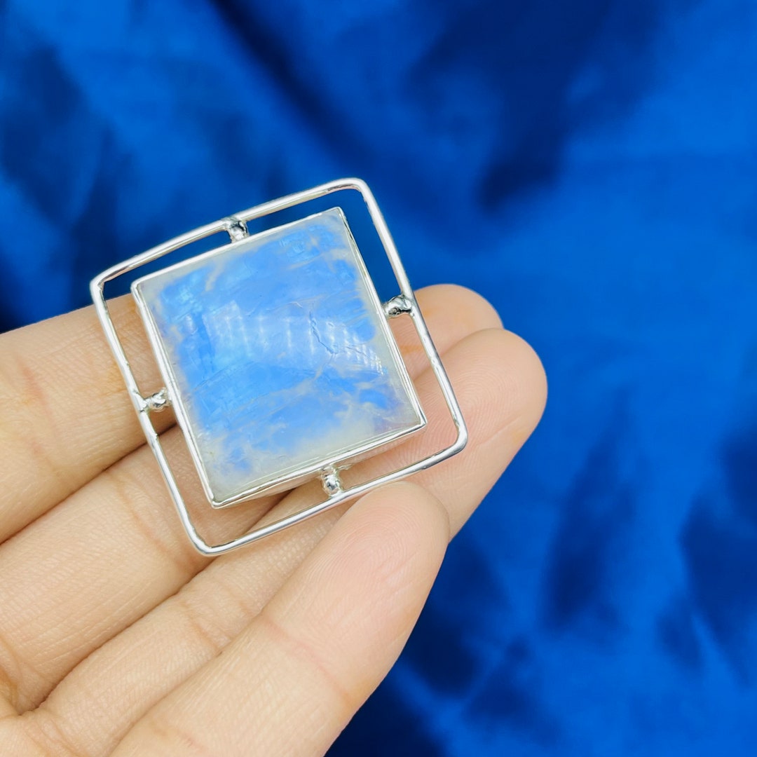 Genuine Moonstone Silver Brooch, 925 Sterling Silver Brooch Vintage ...