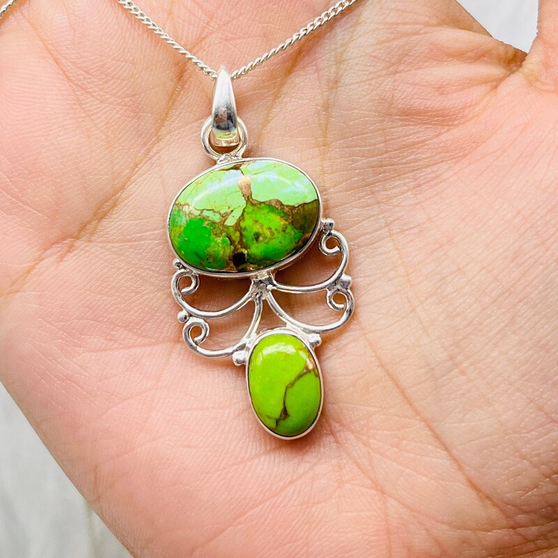 Green Turquoise Necklace - Etsy