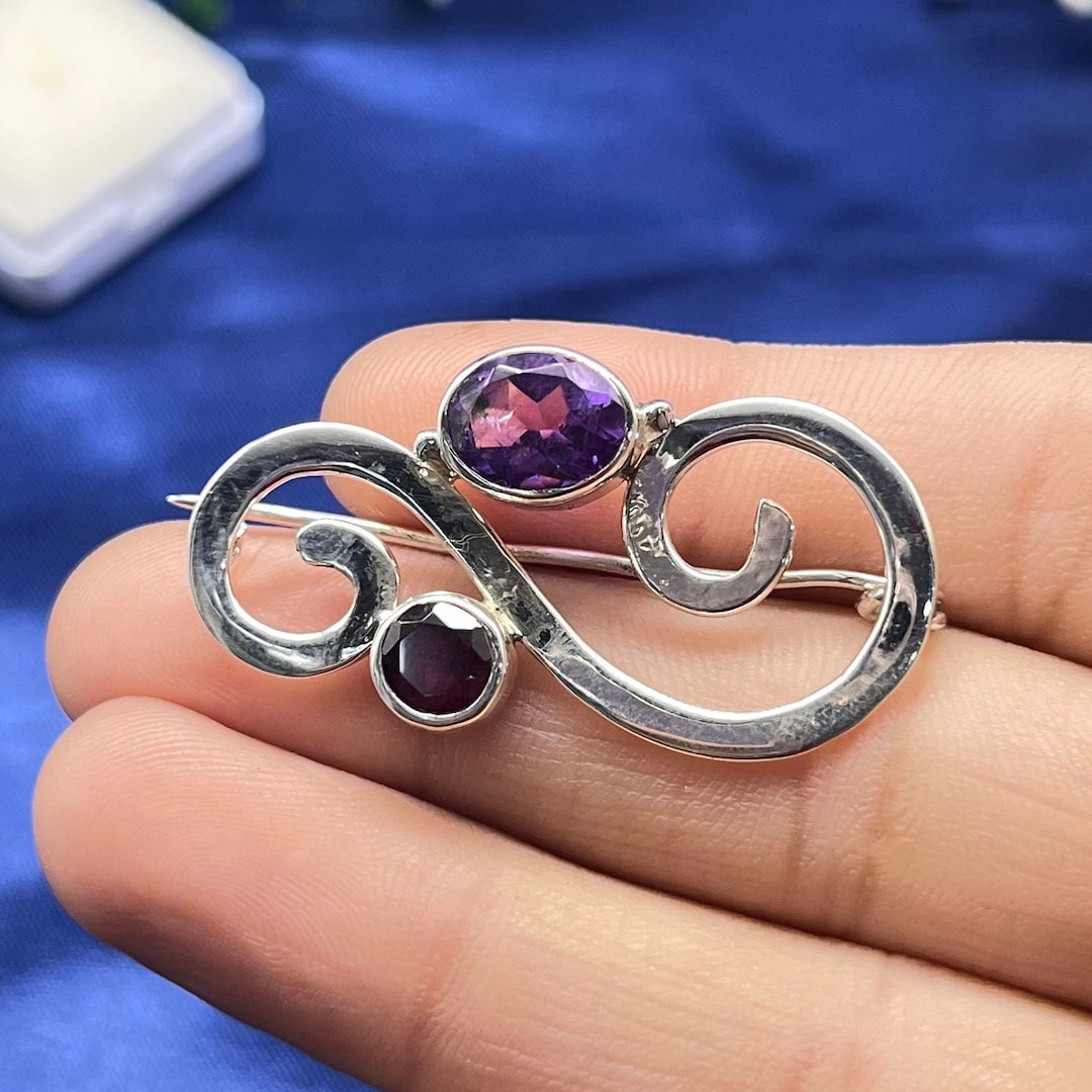 Amethyst Granat Silber Brosche Vintage Broschen Für Frauen - Etsy.de