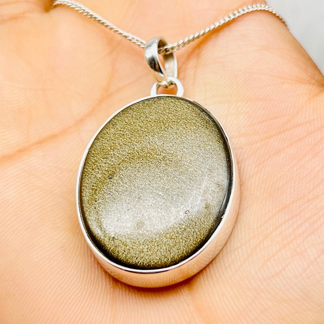 Natural Golden Obsidian Pendant Necklace, Golden Obsidian Pendant ...