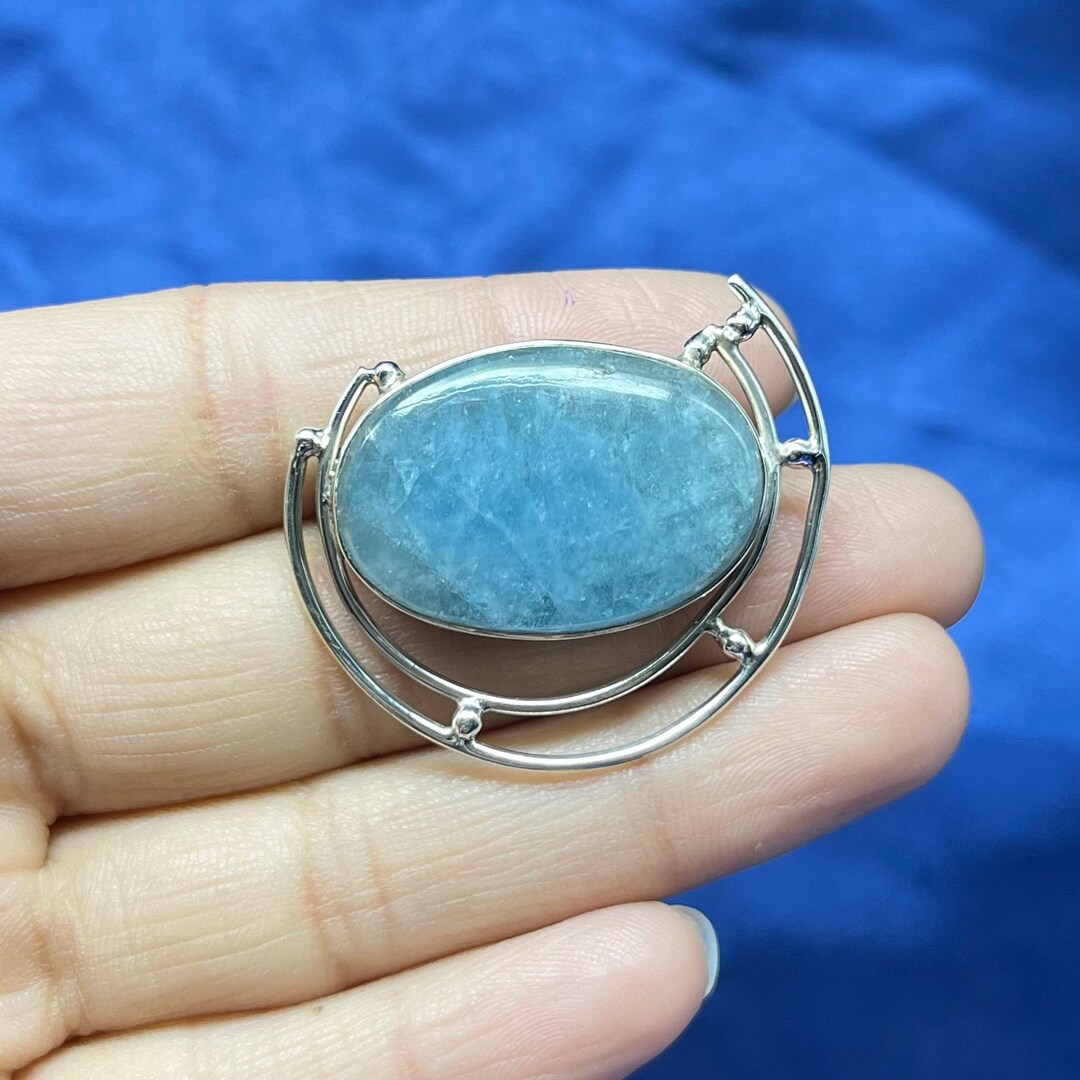 Genuine Aquamarine Brooches, Vintage Silver Brooches, 925 Sterling ...