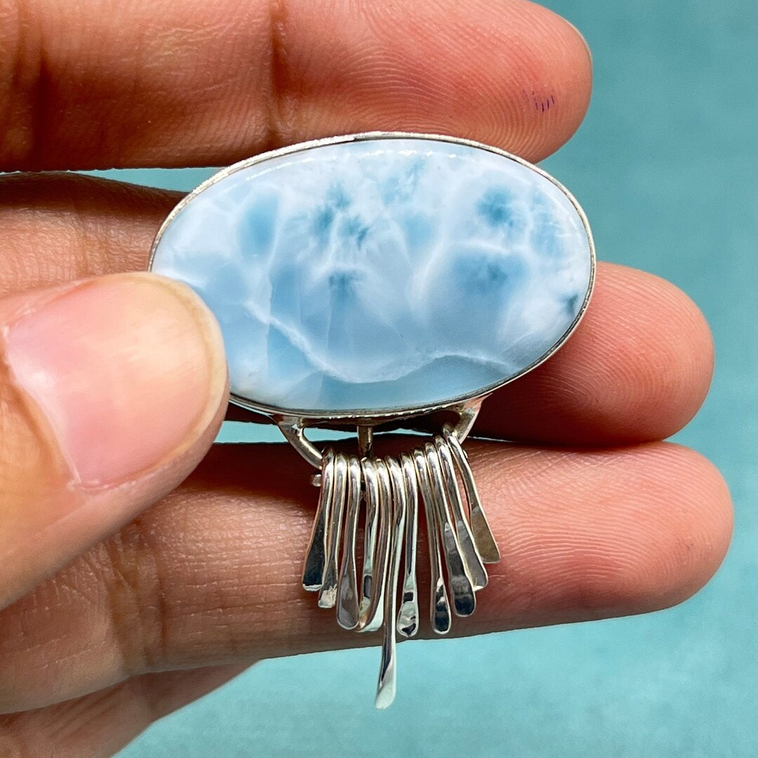 Larimar Brooch, 925 Sterling Silver Celtic Shawl Pin - Etsy