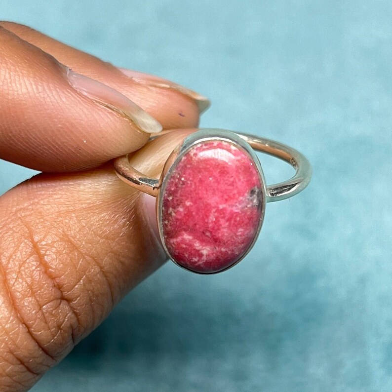 Genuine Pink Thulite Solid Silver Ring Thulite Gemstone Ring - Etsy