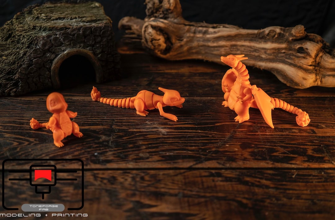 Articulated 3D Printed Charmander Evolution Set, Flexi Pokémon, Fidget ...