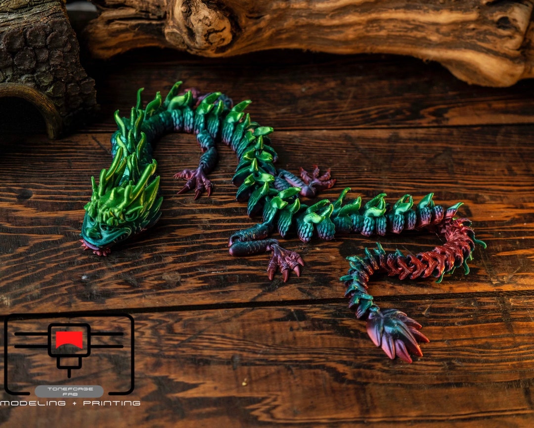 Articulated 3D Printed Imperial Dragon, Flexi Dragon, Fidget Toy - Etsy