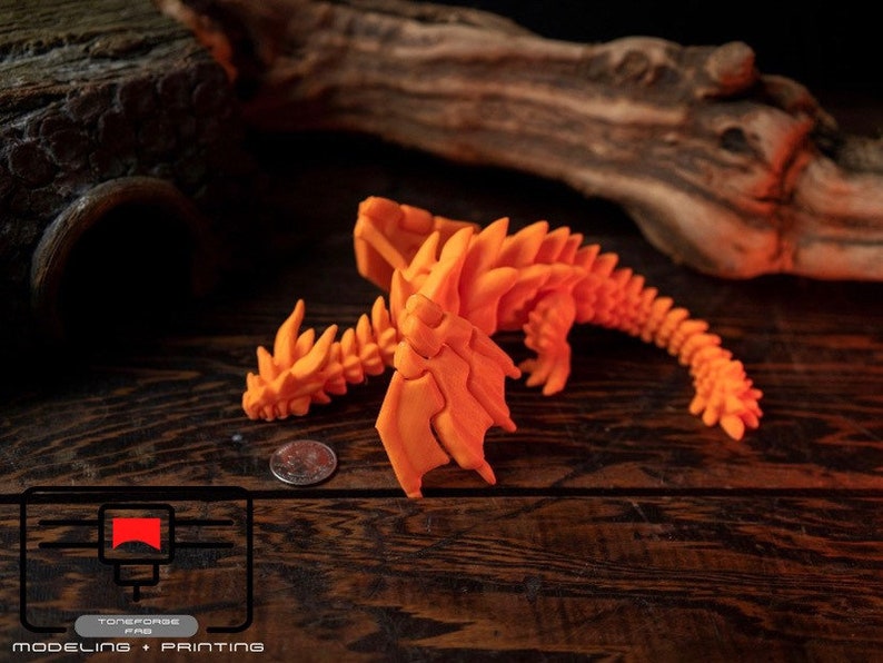 Articulated 3D Printed Dragon With Wings and Moving Jaw - Etsy