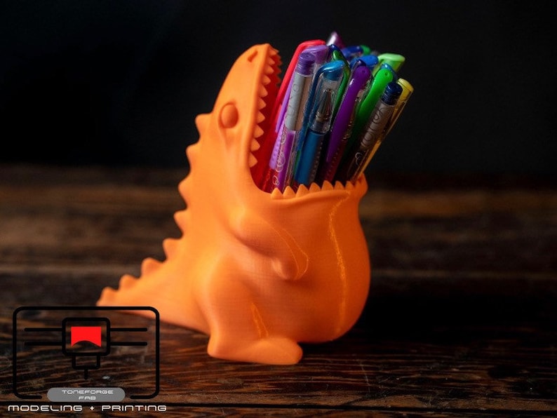 3D Printed Dino Pencil Holder - Etsy