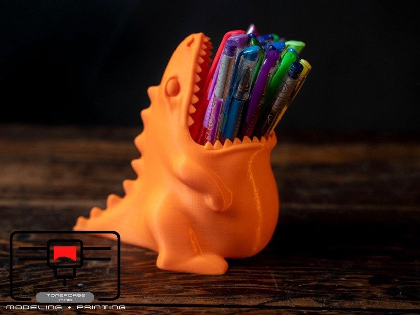 3D Printed Dino Pencil Holder - Etsy