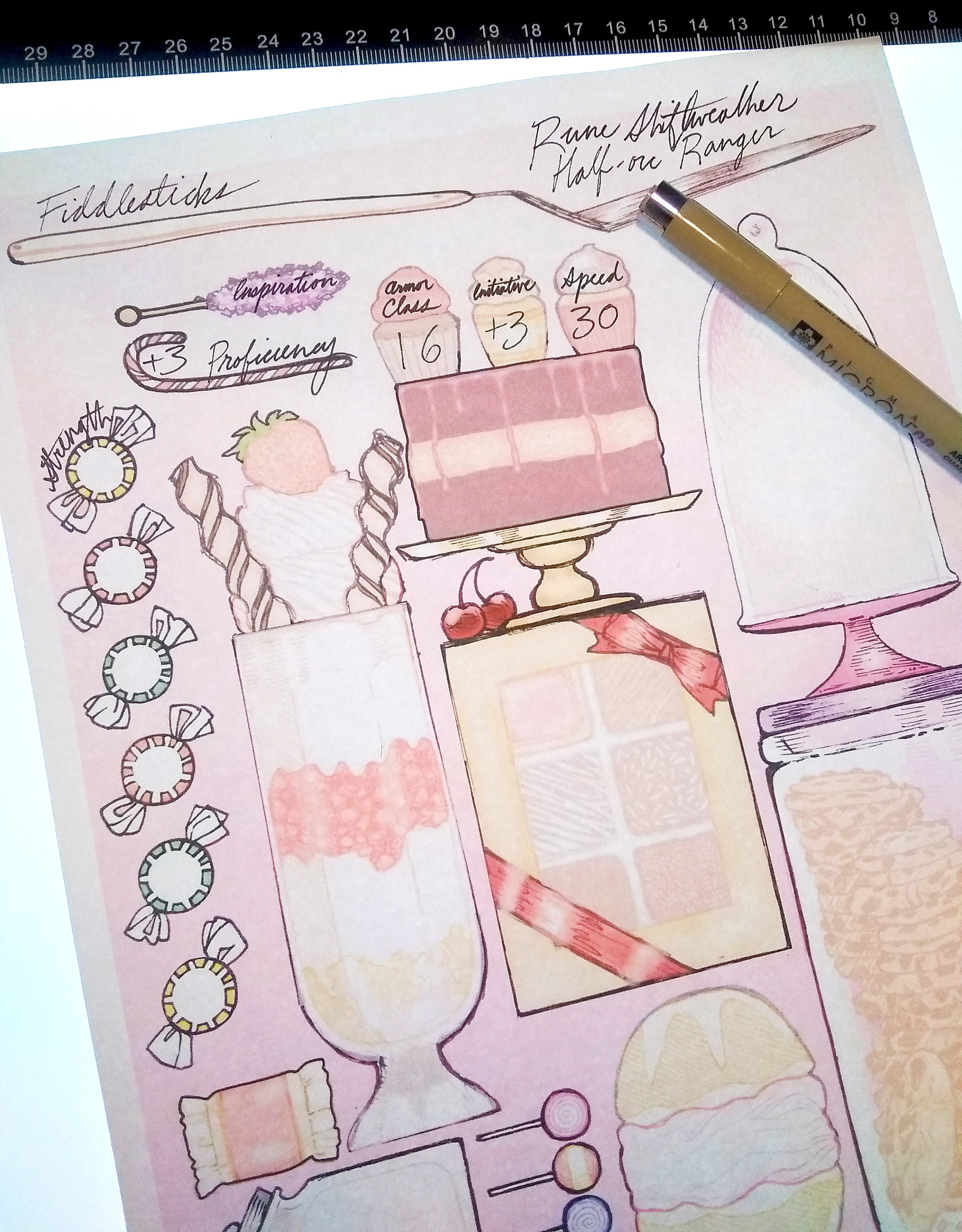 Full Color PDF Illustrated 5e Character Sheet - Fillable Hand-drawn ...