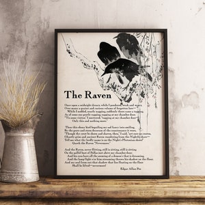 The Raven Edgar Allan Poe Poem Poster Print - Raven Poetry Wall Art ...