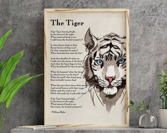 Buy PRINTABLE Tiger Poem by William Blake, Poetry Wall Art, Tyger Tyger ...