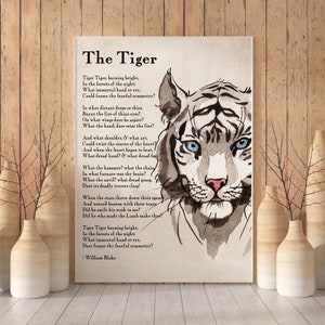 PRINTABLE the Tiger Poem Poster Print William Blake Tyger | Etsy
