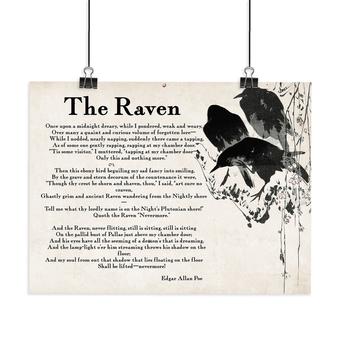 PRINTABLE the Raven Edgar Allan Poe Poem Poster Print | Etsy