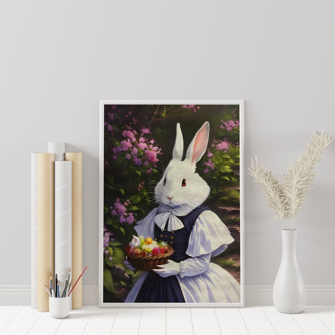 Victorian Rabbit Lady Print - Gothic Renaissance Cottagecore Coquette ...