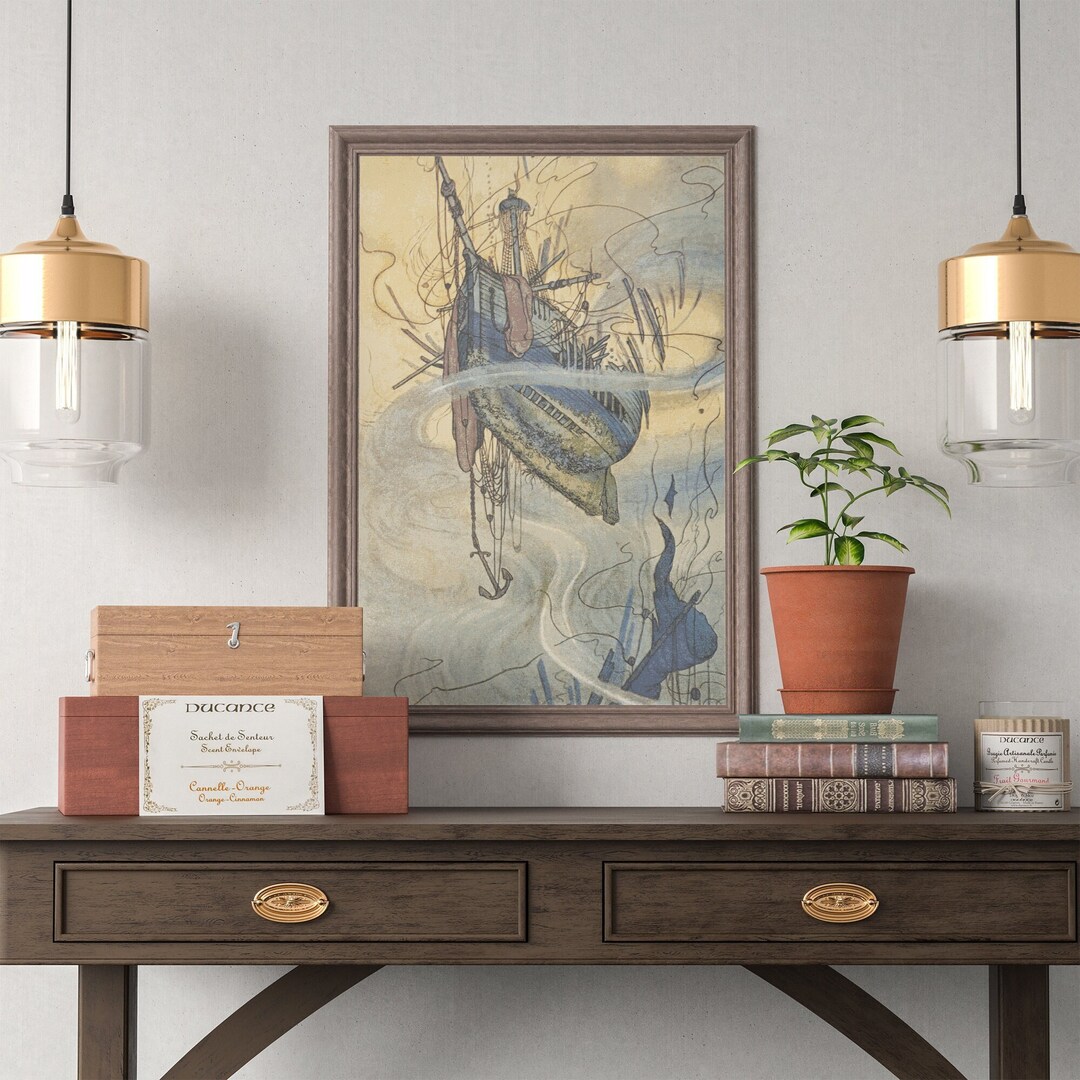 Vintage Ship Nautical Poster - Sailor Gift Retro Antique Beach House ...