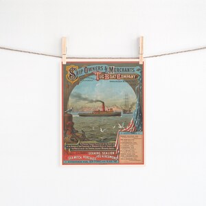Vintage Ship Ad Nautical Poster - Sailor Gift - Retro Industrial Beach ...