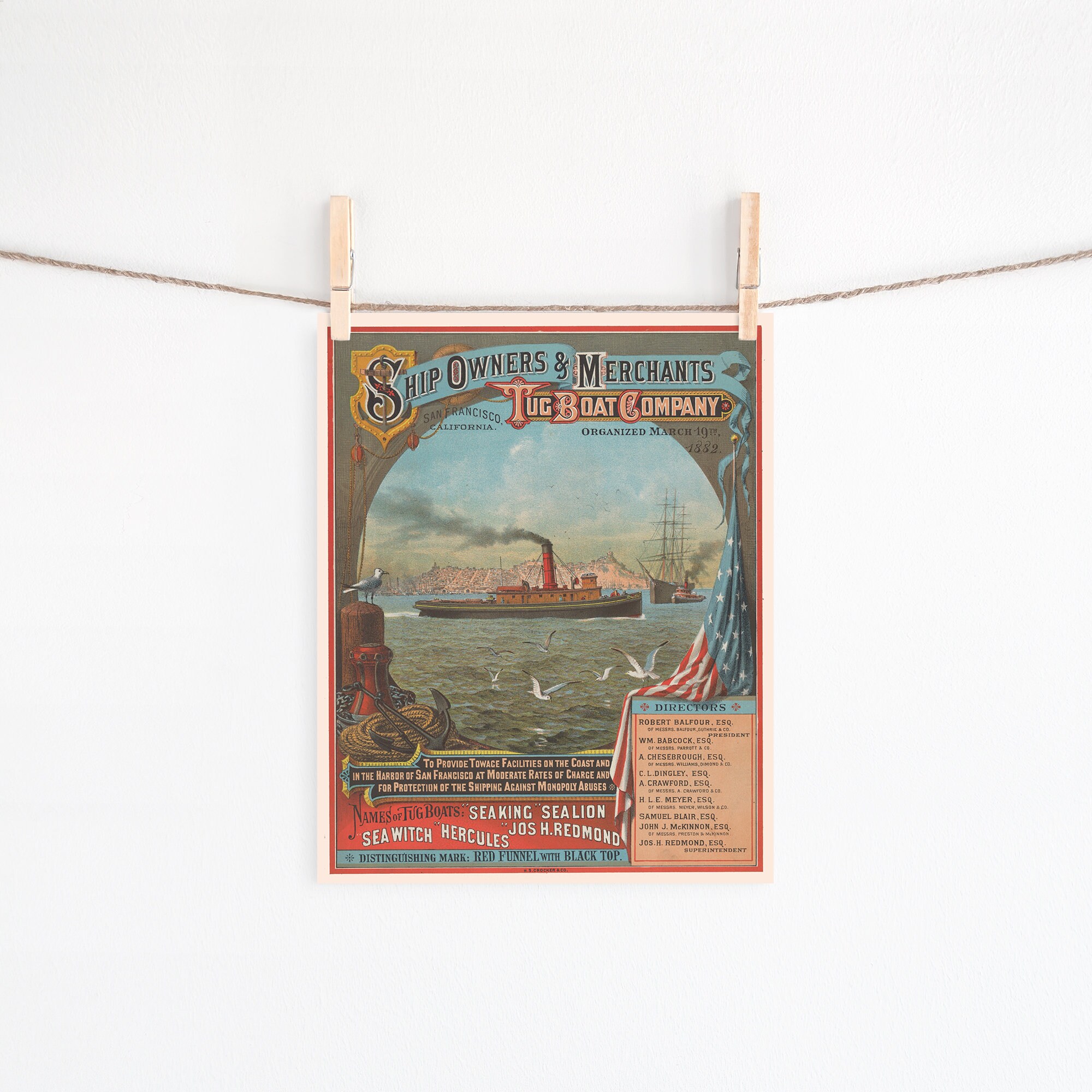 Vintage Ship Ad Nautical Poster Sailor Gift Retro Industrial Beach ...