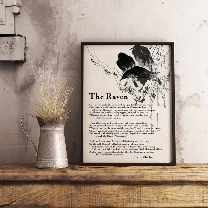 The Raven Edgar Allan Poe Poem Poster Print - Raven Poetry Wall Art ...