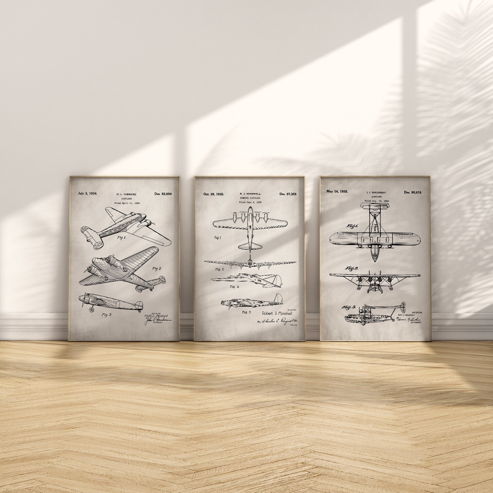 Vintage Plane Patent SET OF 3 Poster Prints - 1930s Antique Aircraft ...