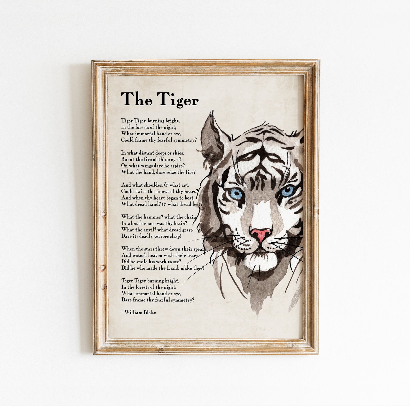 PRINTABLE the Tiger Poem Poster Print William Blake - Tyger Tyger ...
