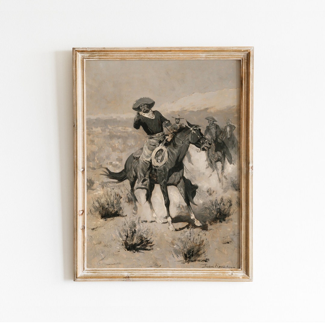 PRINTABLE Vintage Western Cowboy Print - Rustic Oil Painting Wall Art ...