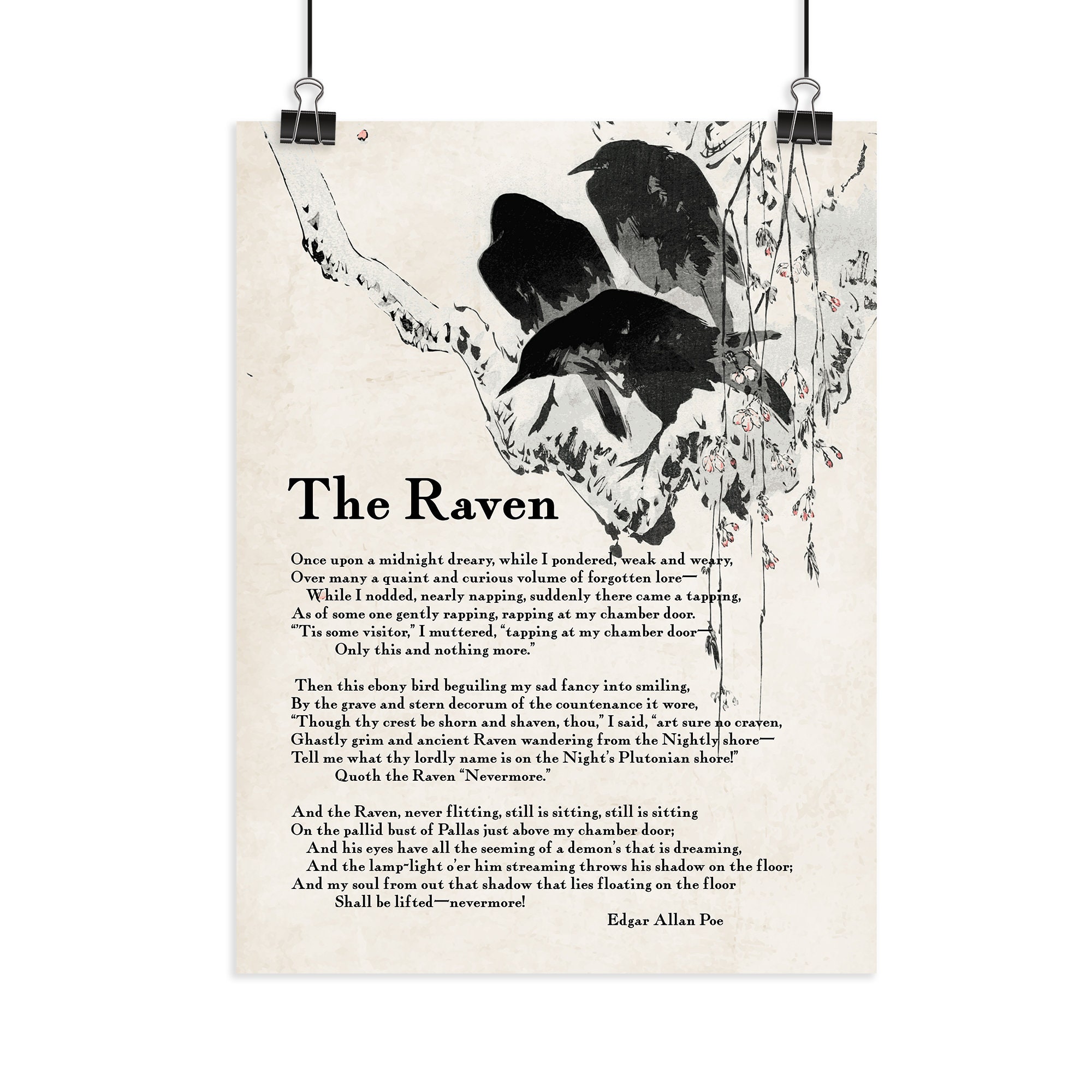 The Raven Edgar Allan Poe Poem Poster Print - Raven Poetry Wall Art ...