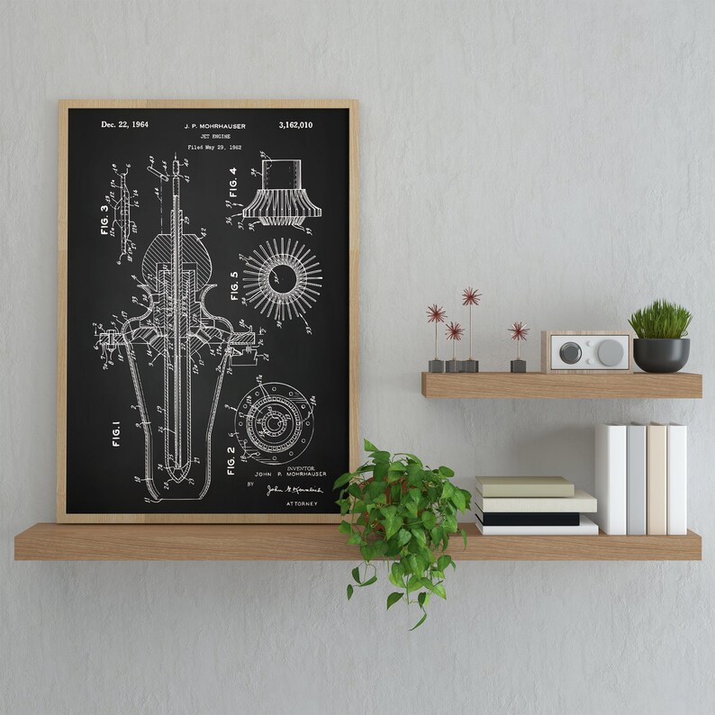 Vintage Jet Engine Patent Poster Aerospace Engineer - Etsy