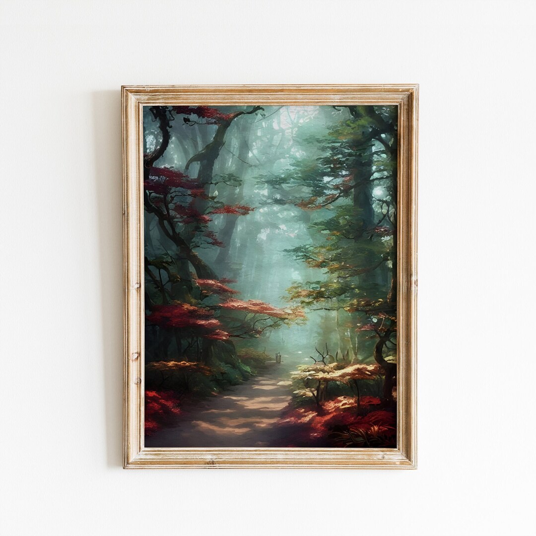 PRINTABLE Dark Moody Forest Print - Vintage Cottagecore Mystical Witchy ...