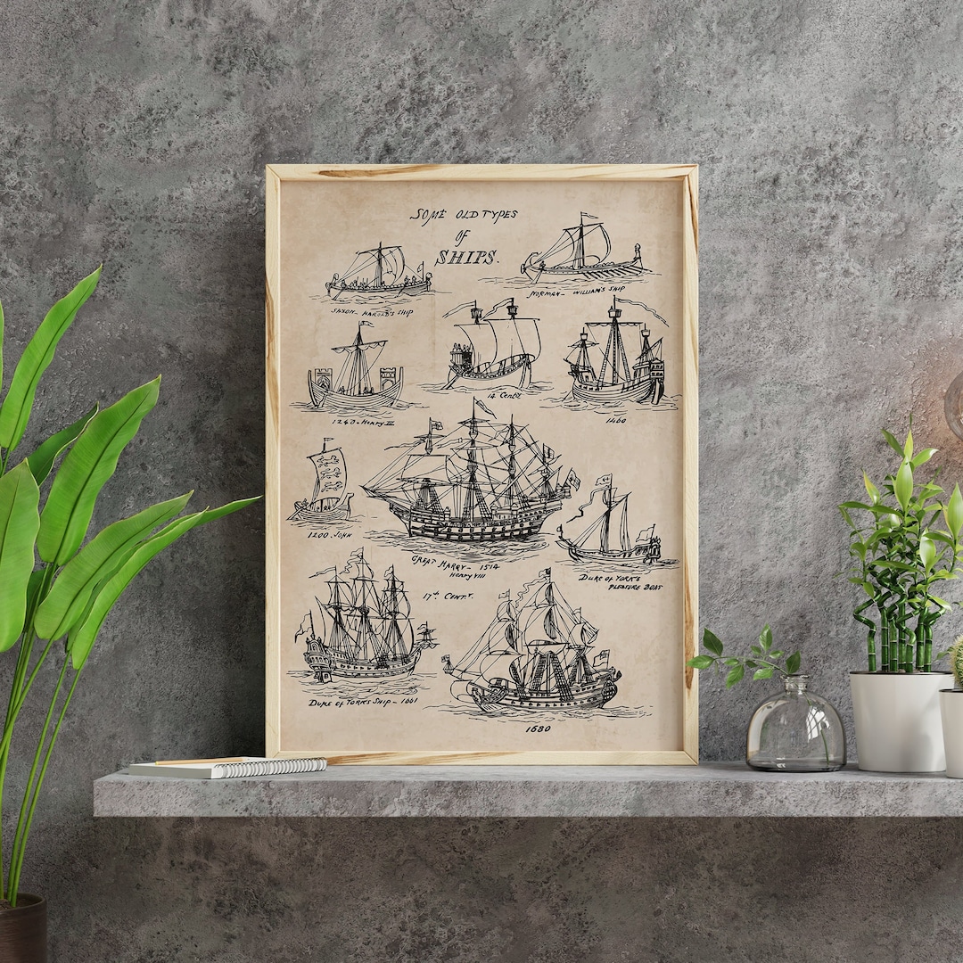 PRINTABLE Vintage Ships Nautical Poster Sailor Gift Retro - Etsy