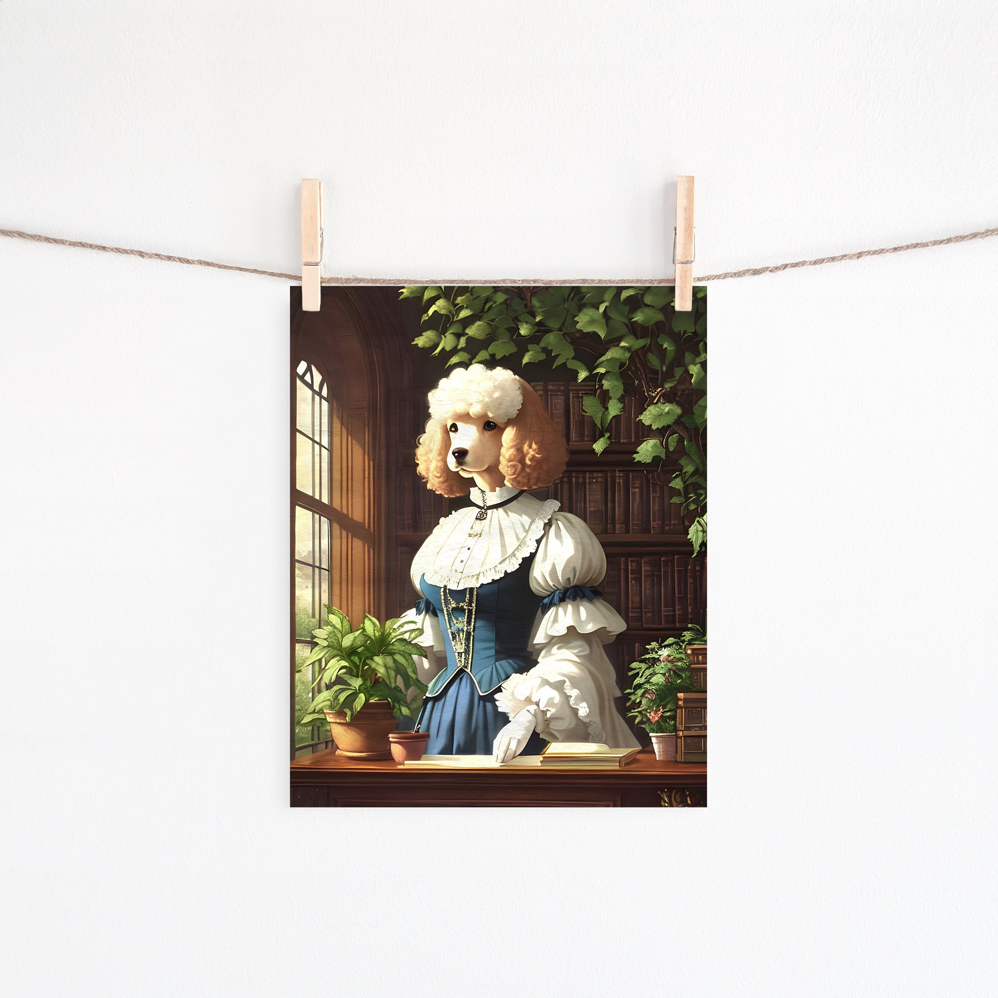 PRINTABLE Victorian Poodle Dog Print Renaissance Cottagecore Dark Light ...
