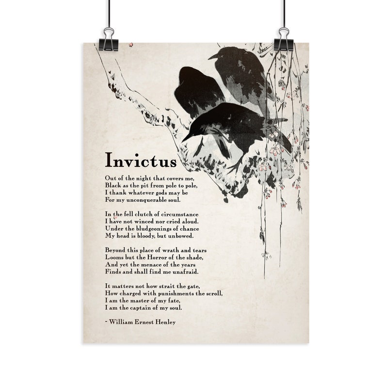 PRINTABLE Invictus Poem Poster Print William Ernest Henley - Digital ...