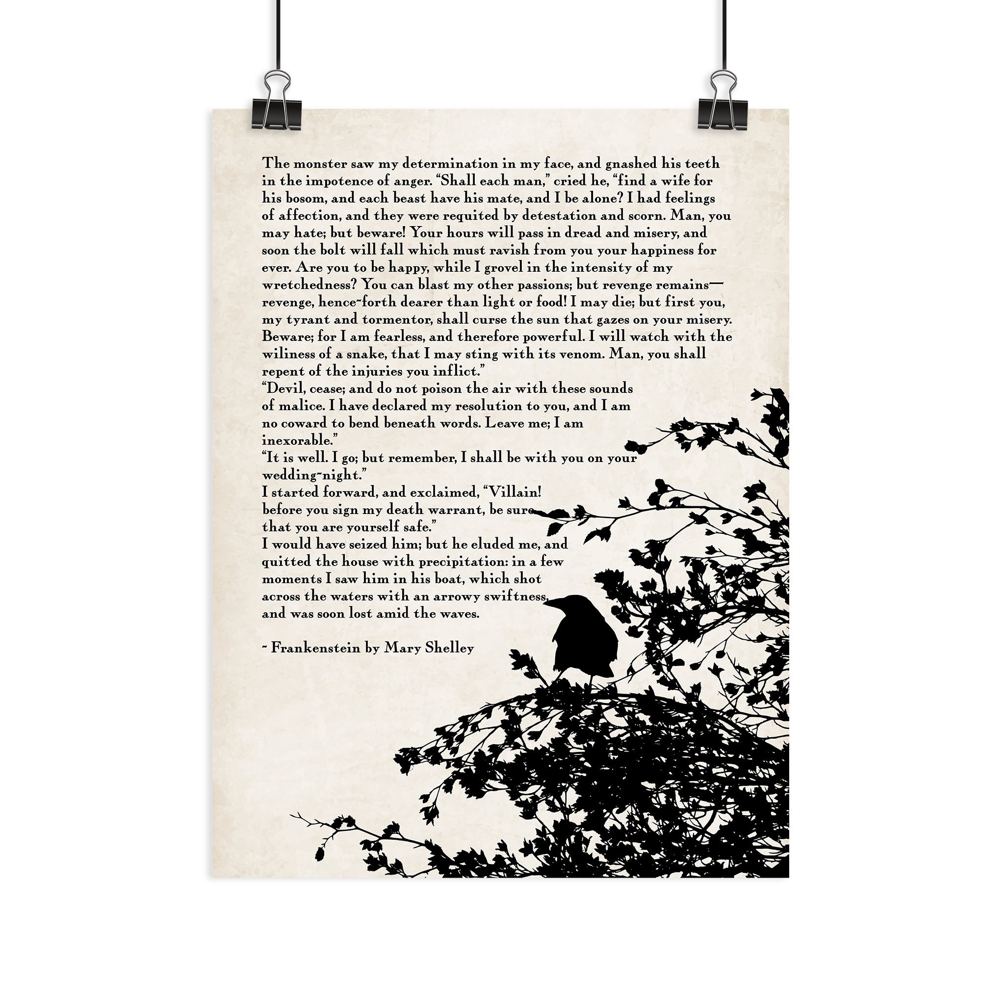 PRINTABLE Frankenstein Quote Print - Gothic Horror Literature Poster ...