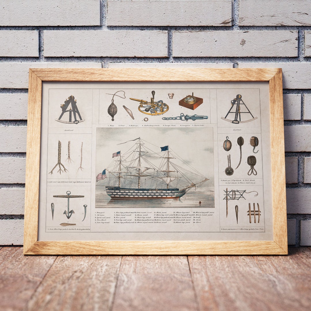 PRINTABLE Vintage Ship Diagram Poster Print - Nautical Antique Ship ...
