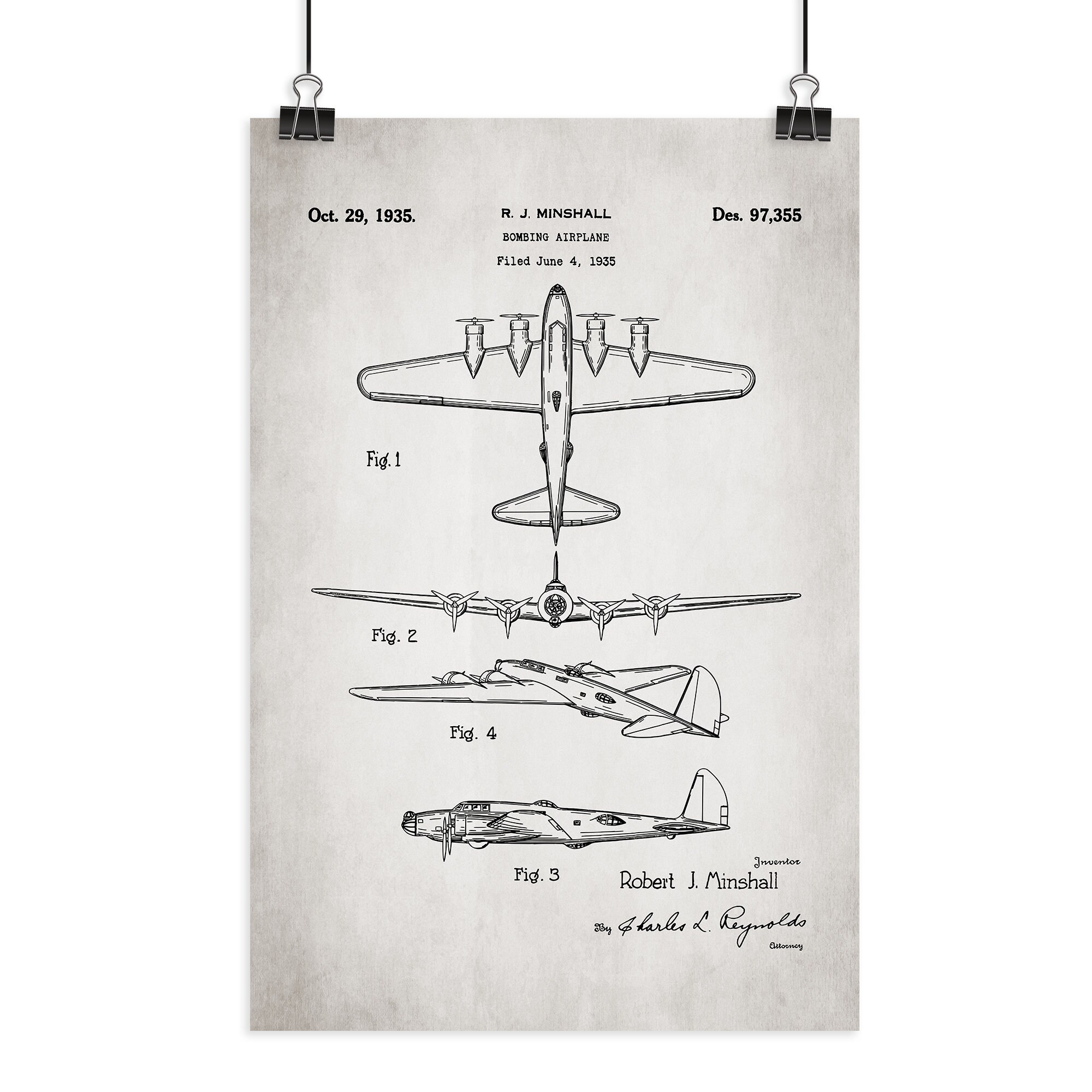 PRINTABLE Vintage Plane Patent Poster Prints SET OF 3 - 1930s Antique ...