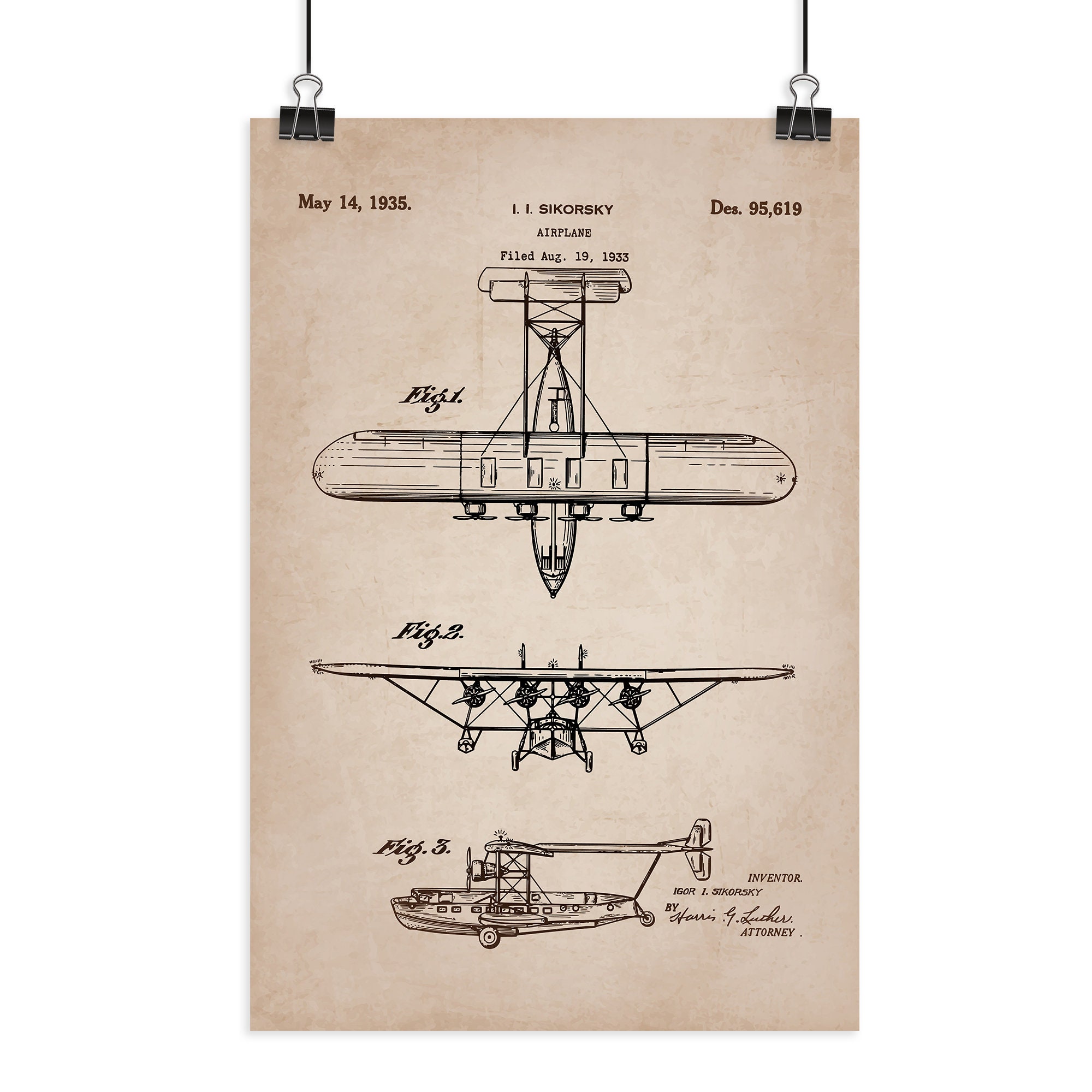 Vintage Plane Patent SET OF 3 Poster Prints - 1930s Antique Aircraft ...