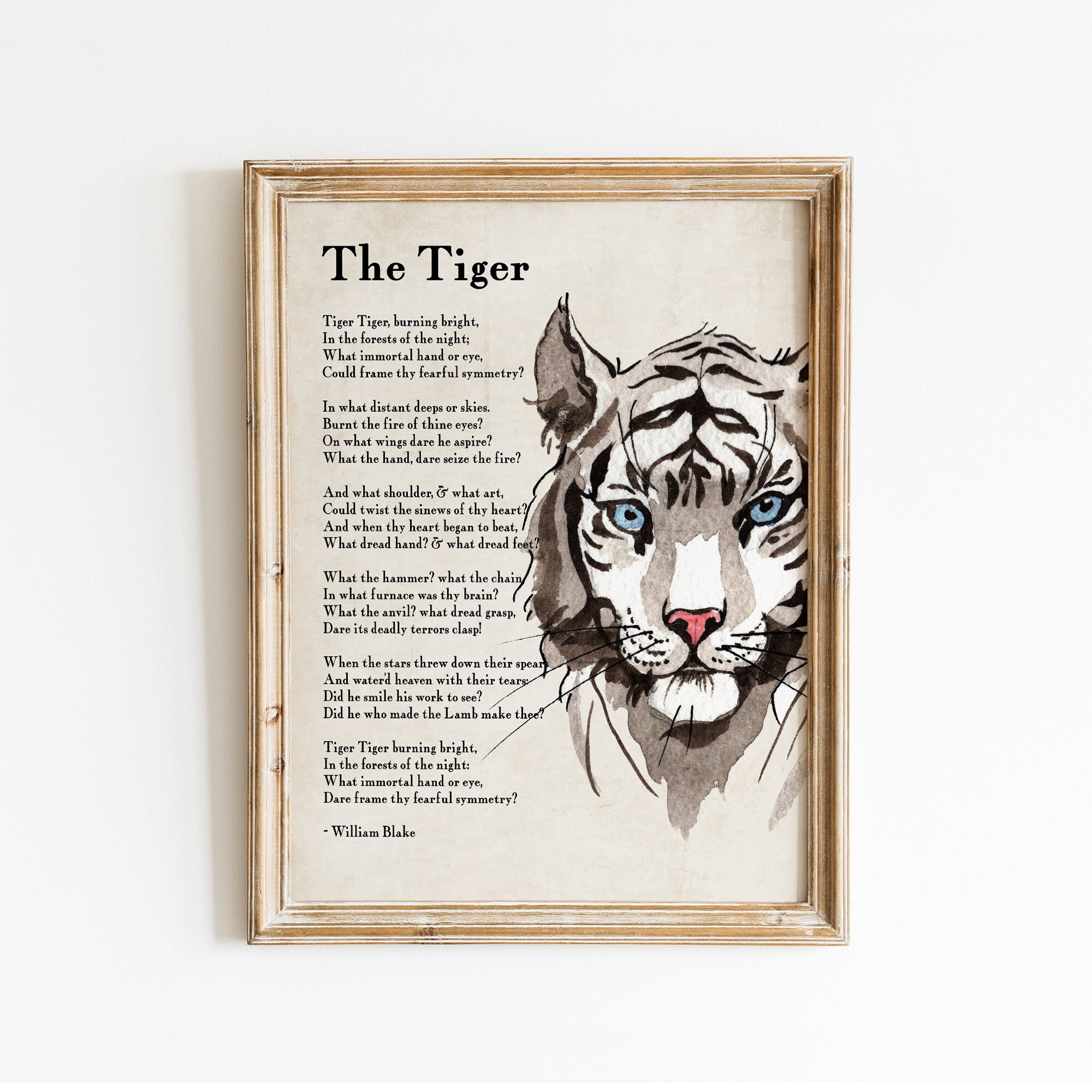 The Tiger Poem Poster Print William Blake Tyger Tyger Nursery Art ...