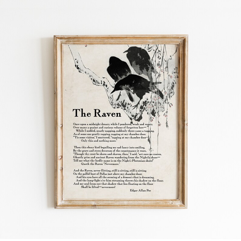 The Raven Edgar Allan Poe Poem Poster Print - Raven Poetry Wall Art ...