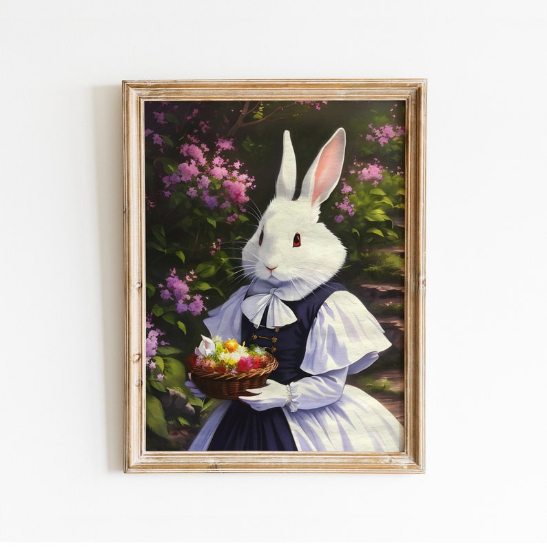 PRINTABLE Victorian Rabbit Lady Print Gothic Renaissance - Etsy