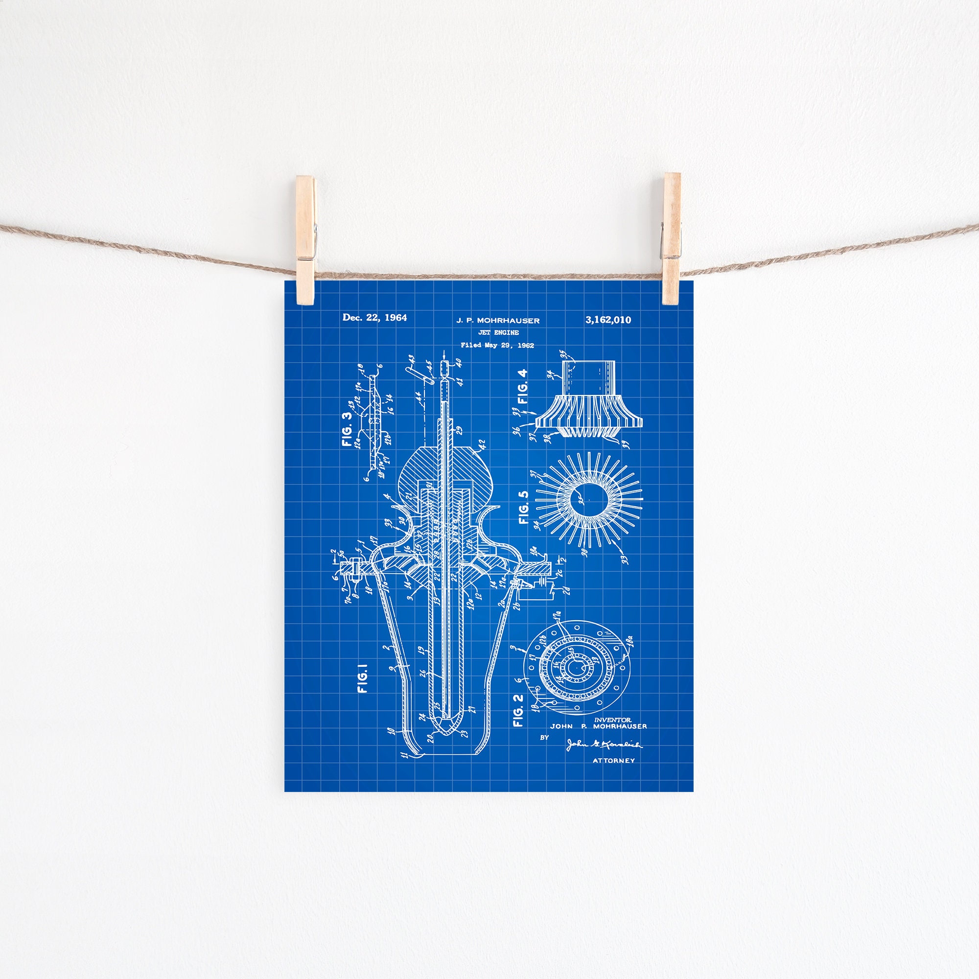 Vintage Jet Engine Patent Poster - Aerospace Engineer, Airplane Lover ...