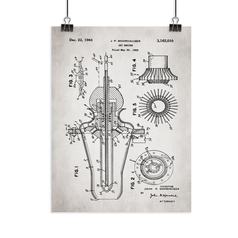 PRINTABLE Vintage Jet Engine Patent Poster - Aerospace Engineer ...