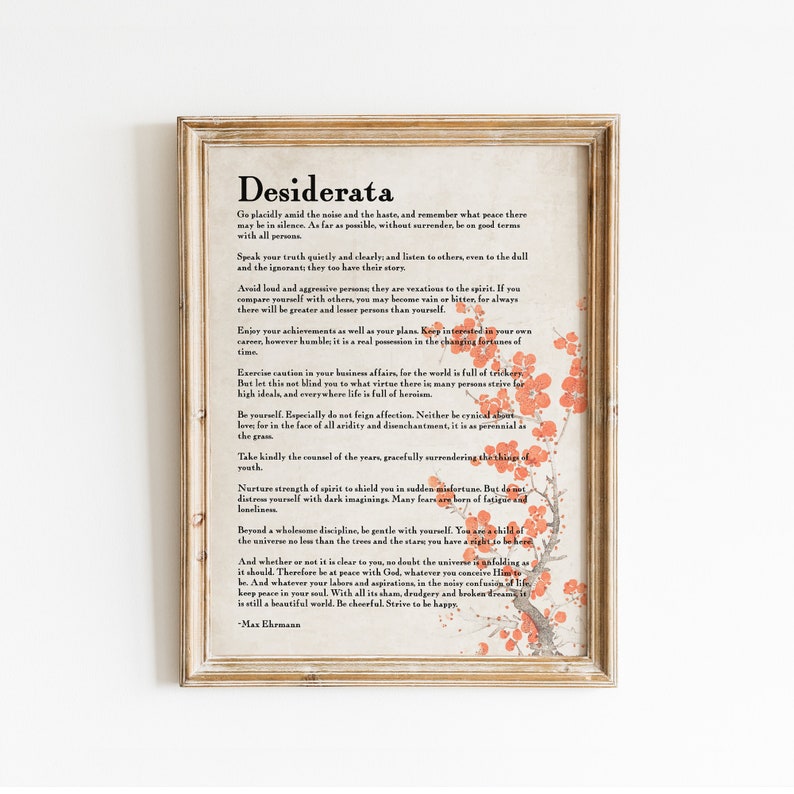 Desiderata Poem Print - Vintage English Literature Poetry Wall Art ...
