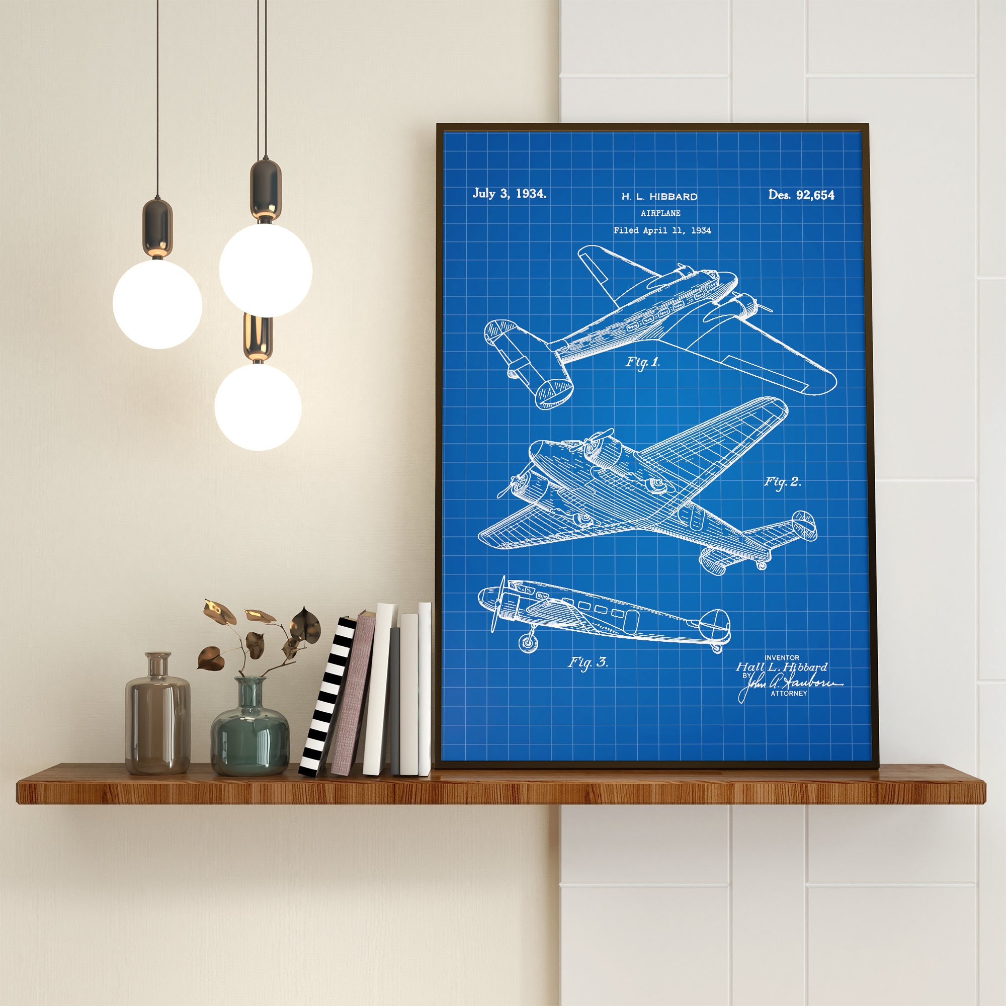 Vintage Plane Patent Poster Rustic Antique Wall Art Airplane Lover ...