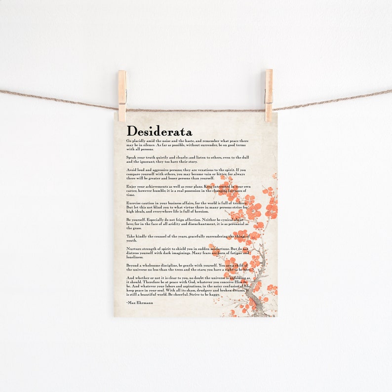 Desiderata Poem Print - Vintage English Literature Poetry Wall Art ...