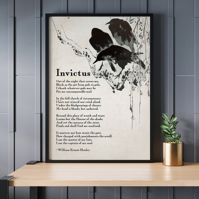 PRINTABLE Invictus Poem Poster Print William Ernest Henley - Etsy